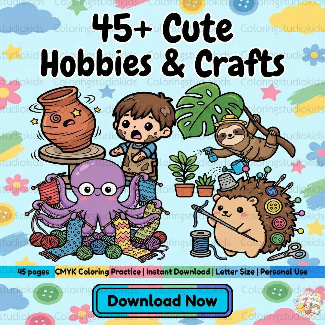 Kawaii Hobbies Coloring Book for Kids - Tweens | 45 Cute DIY Crafts ...