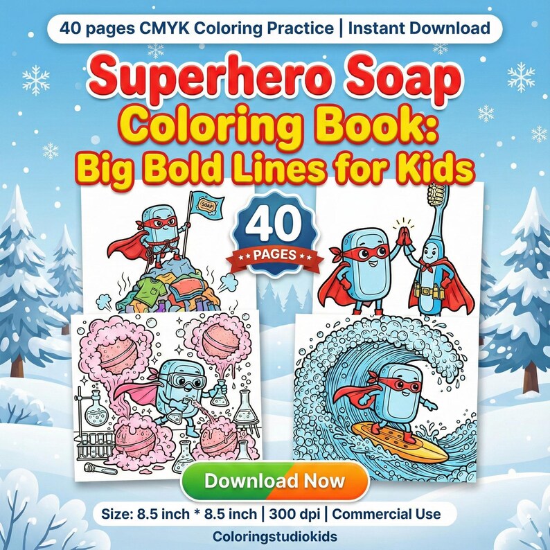 Superhero Soap Coloring Book: Big Bold Lines Kids (digital Download) - Etsy