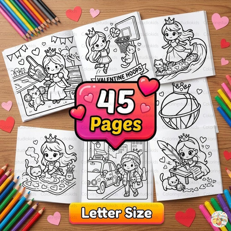 The Little Princess and Her Cat Coloring Book: 45 Fun Adventures ...