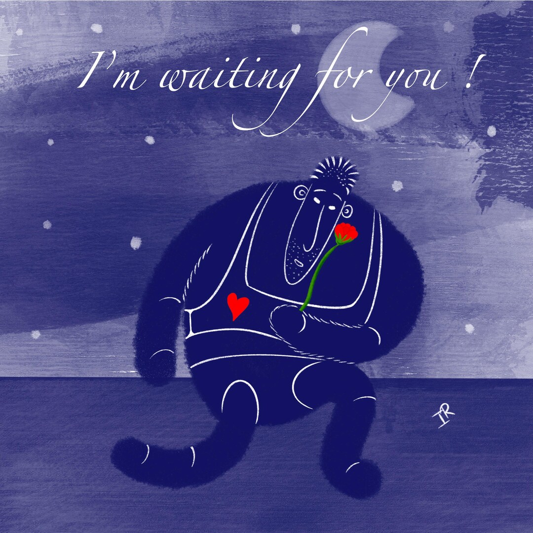 Digital Printable Illustration – “i’m Waiting for You” – Love ...