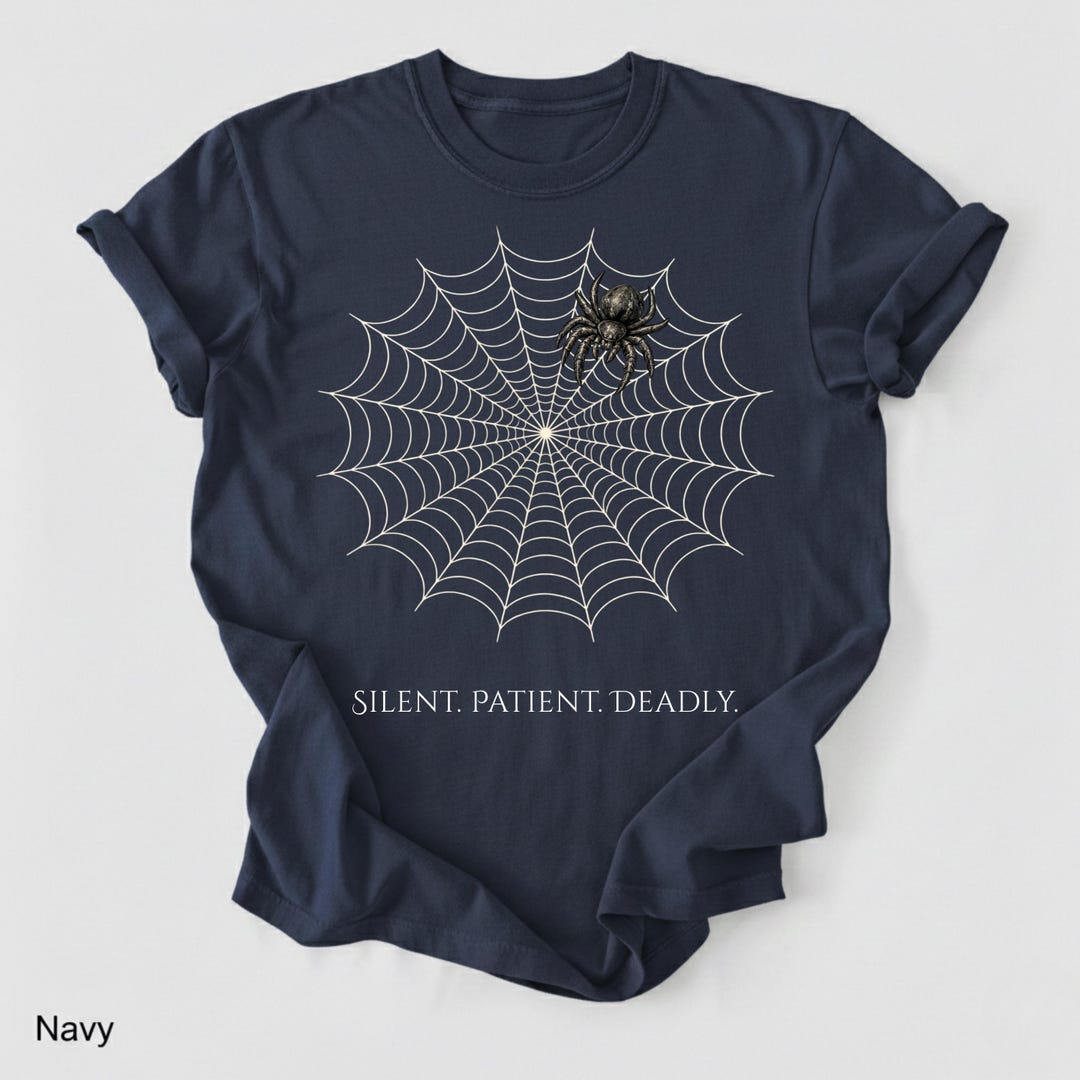 Spider Web Shirt With Minimalist Spider Design, Spooky Gothic Tee ...