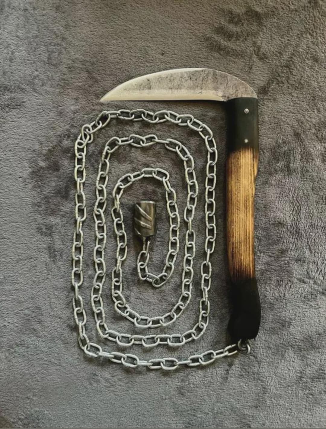 Japanese Style Kusarigama Chain Kama Handmade Steel Blade Ninja Samurai ...