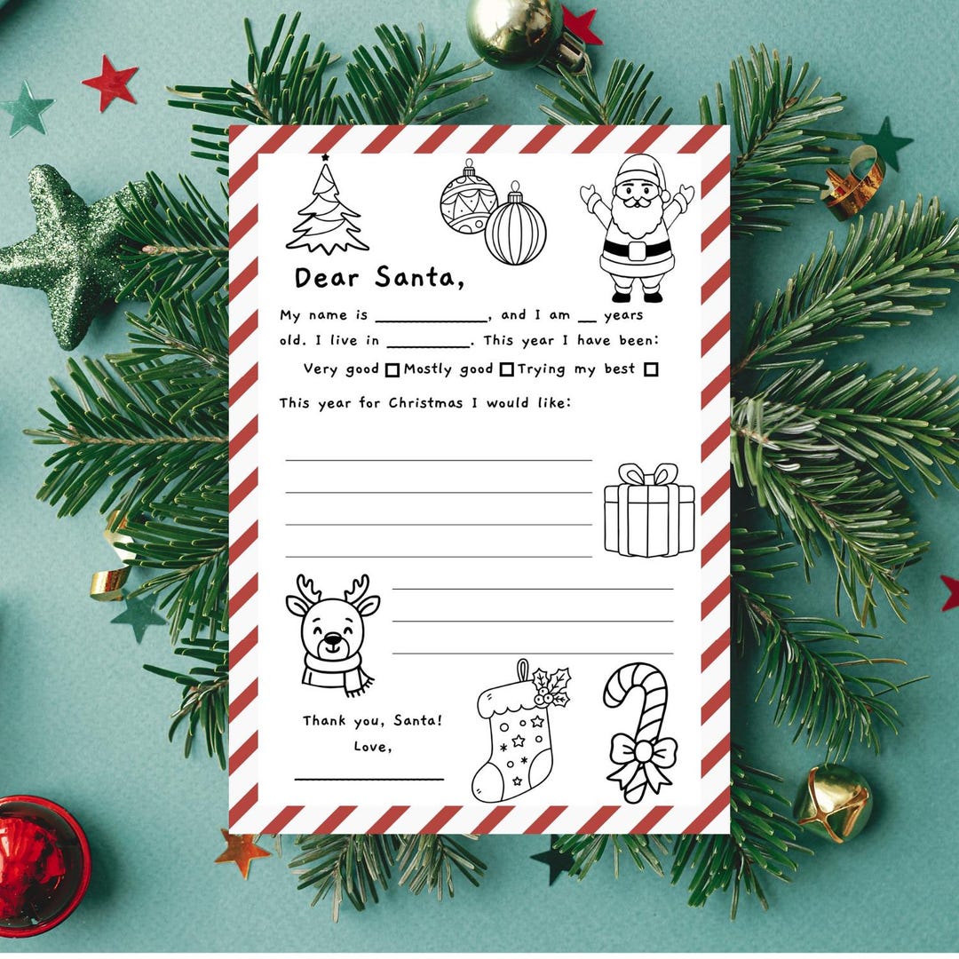 Letter to Santa Printable Coloring Page, Christmas Wish List Coloring ...