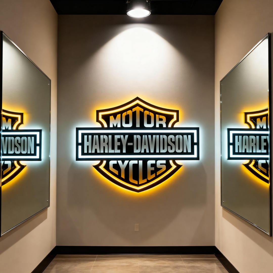 Harley Davidson LED Metal Wall Art | Motorcycle Garage Decor - Etsy