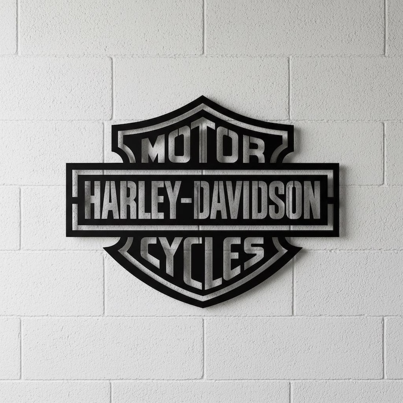 Harley Davidson LED Metal Wall Art | Motorcycle Garage Decor - Etsy