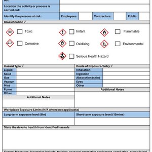 COSHH Risk Assessment Digital Template - Etsy