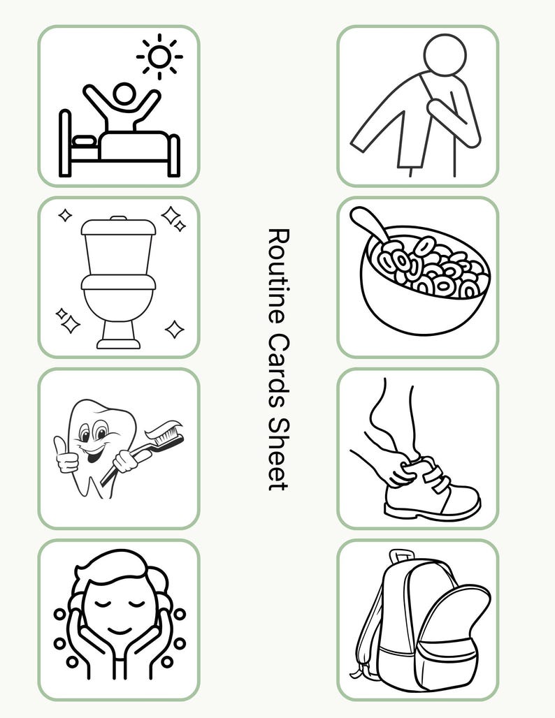 Morning Routine Chart for Kids | ADHD Visual Schedule | Printable ...