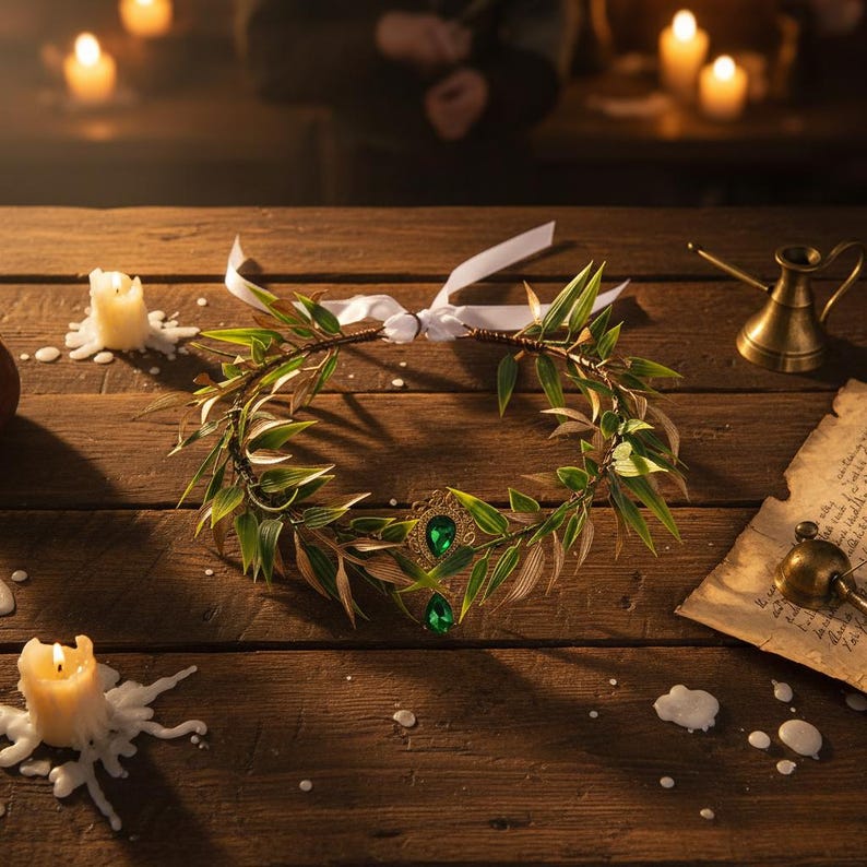 Waldelfen Diadem: Grüne Blätter Krone für die Waldhochzeit & das ...