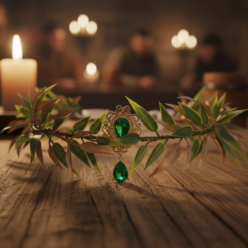 Waldelfen Diadem: Grüne Blätter Krone für die Waldhochzeit & das ...