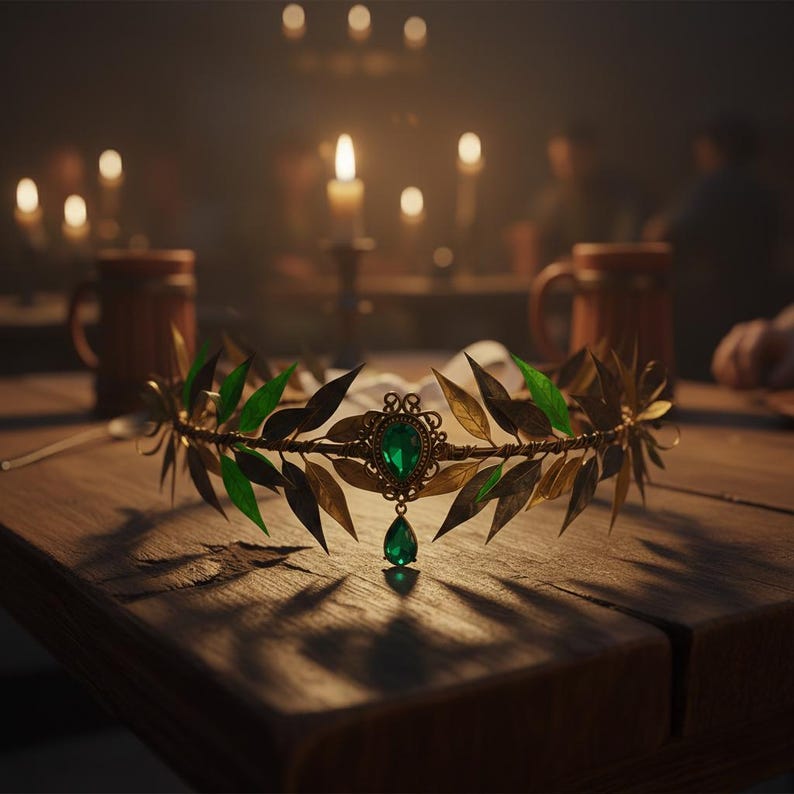 Waldelfen Diadem: Grüne Blätter Krone für die Waldhochzeit & das ...