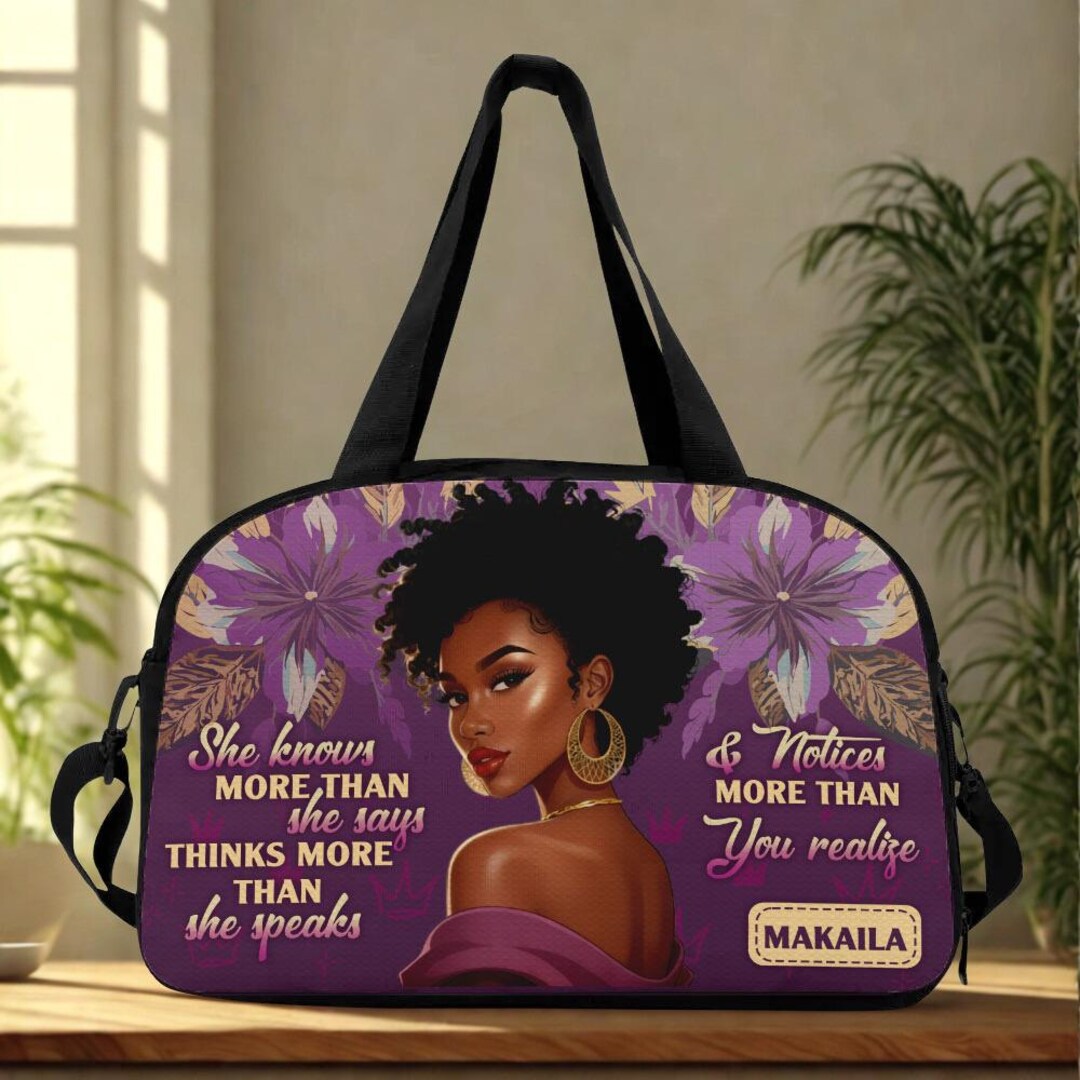 She Knows More Than She Says Bag, Melanin Queen Handbag, Personalized ...