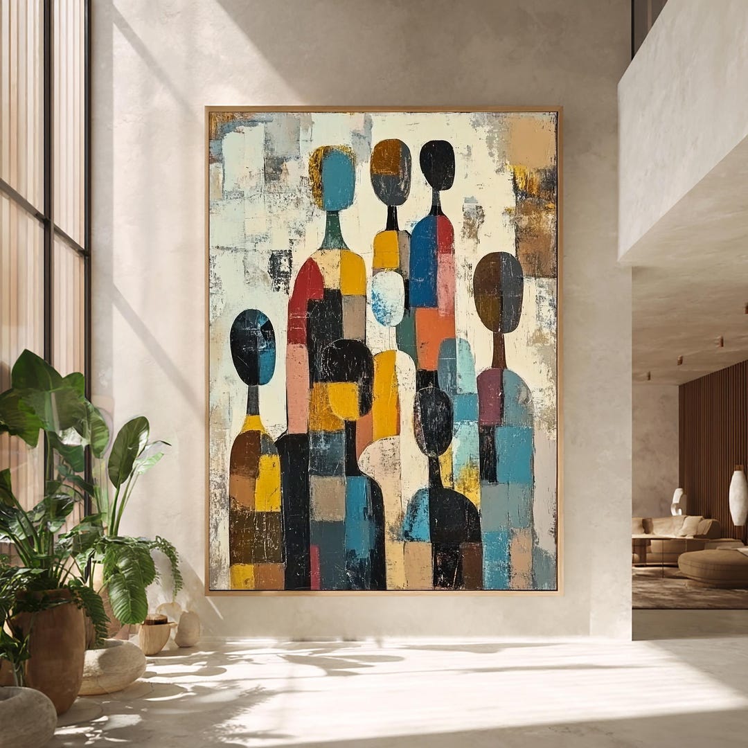 Textured Abstract Figure Oil Painting – Modern Boho Wall Art - Etsy