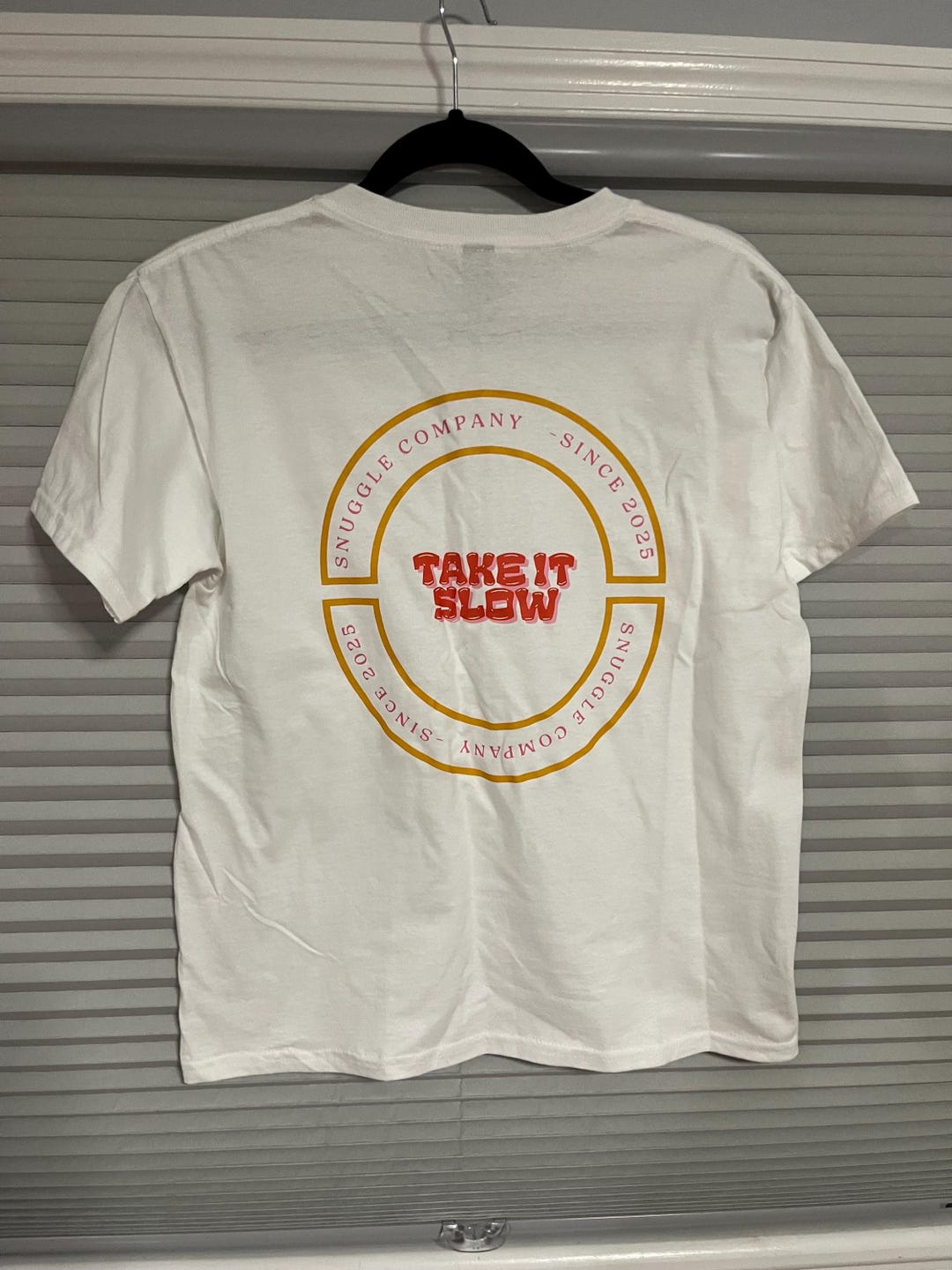 White T-shirt With 'take It Slow' Graphic - Etsy