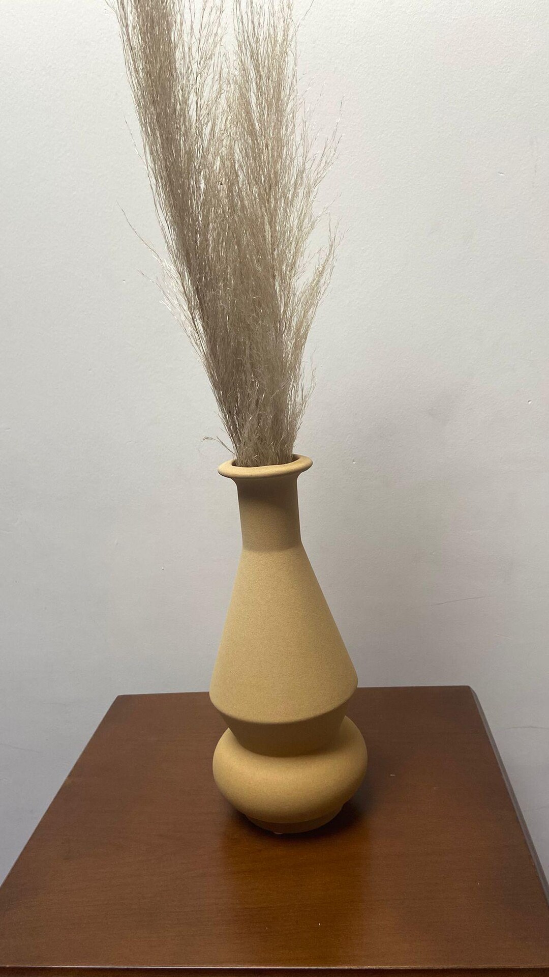 Earthy Mustard Yellow Vase, Textured Ochre Ceramic, Double Bulb Gourd ...