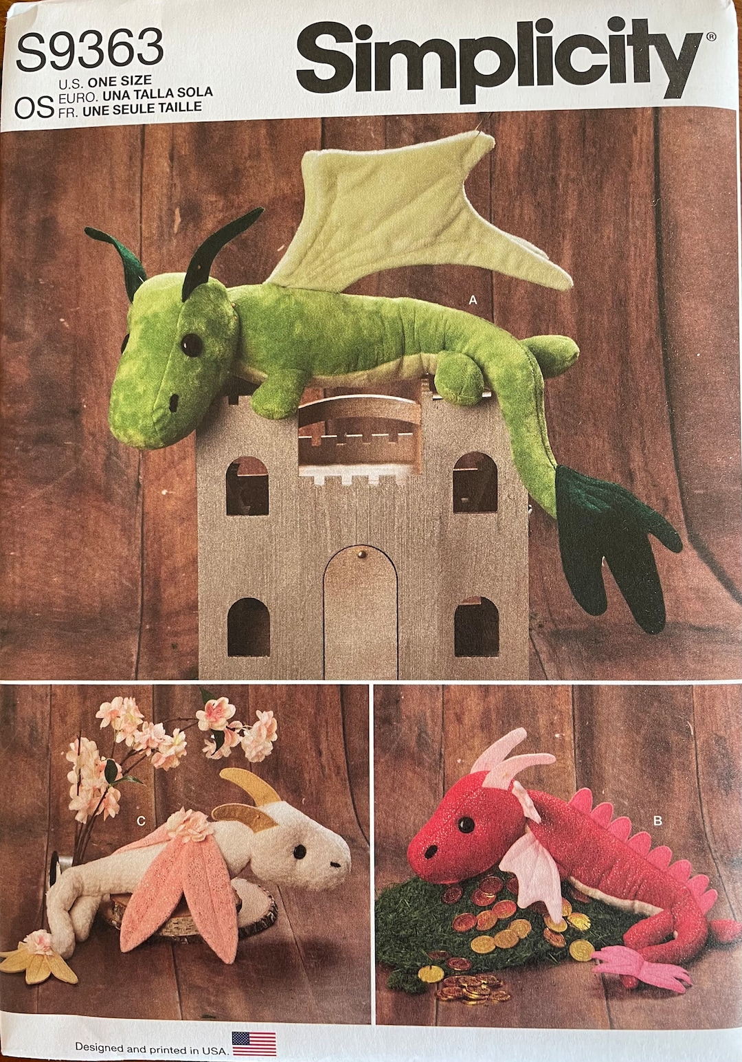 Simplicity S9363 Plush Dragons Sewing Pattern, UNCUT, Stuffed Dragon ...