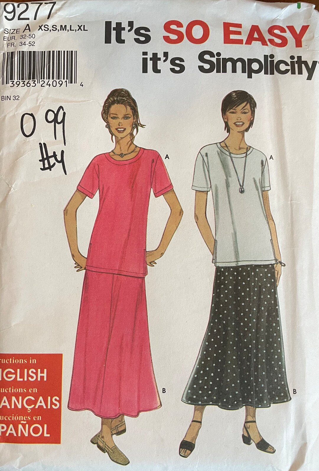 Simplicity 9277 Misses' Top and Skirt Sewing Pattern, UNCUT, Size X ...