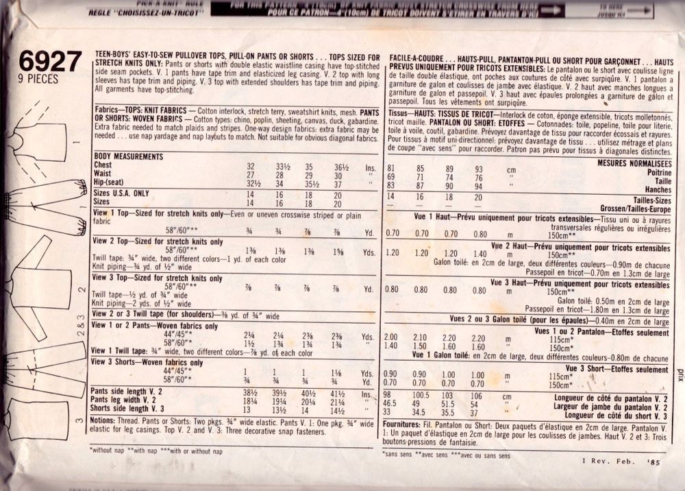 Simplicity 6927 Teen-boys' Easy-to-sew Pullover Top, Pull-on Pants or ...