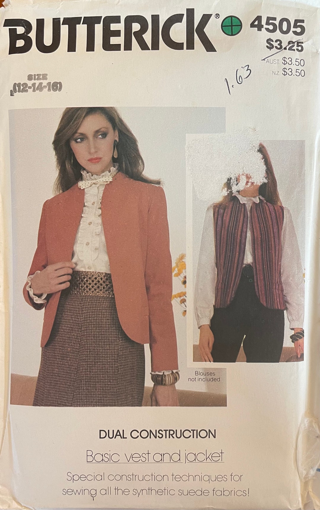 Butterick 4505 Misses' Vest and Jacket Sewing Pattern, UNCUT, Size 12 ...