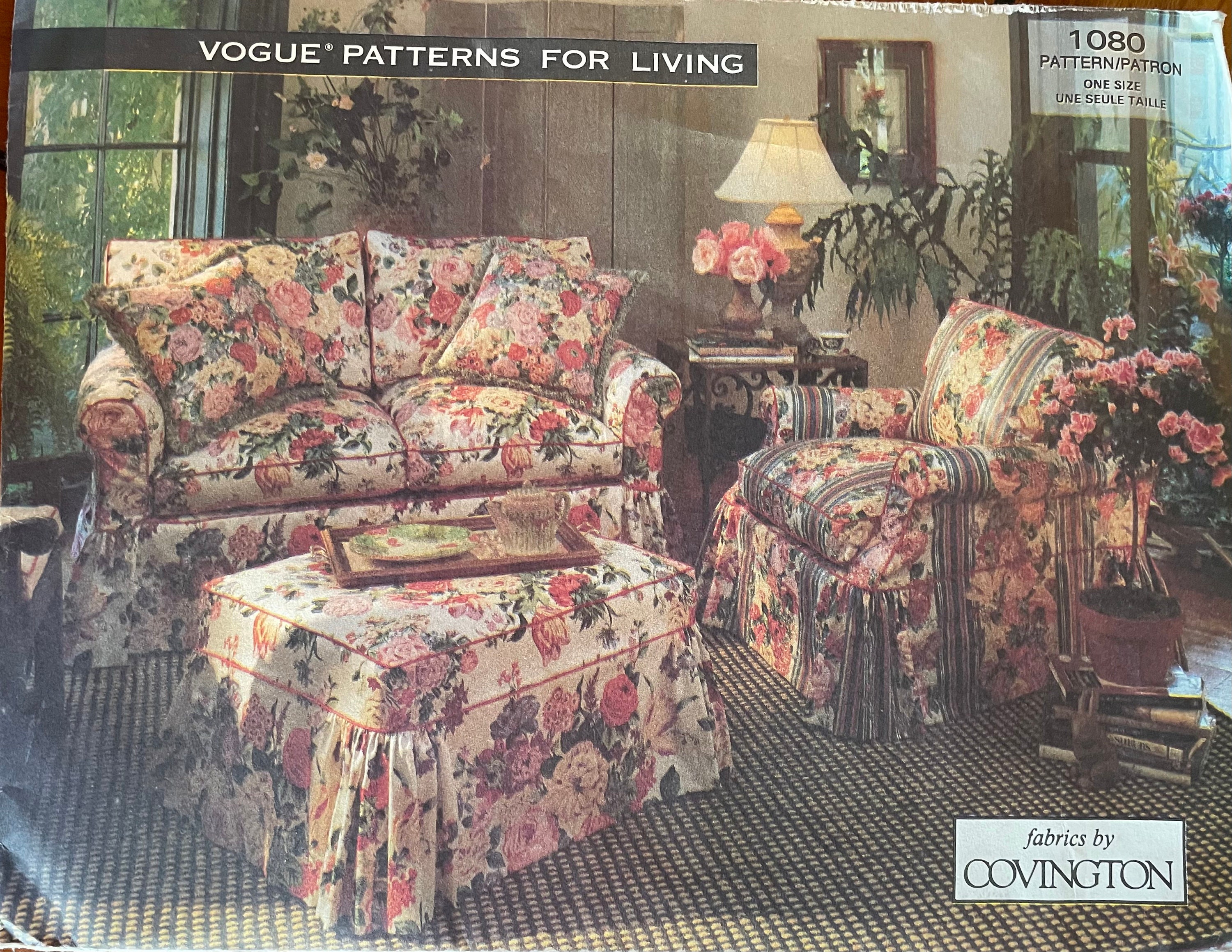 Vogue 1080 Slipcover and Pillow Sewing Pattern, UNCUT, Home Decor ...