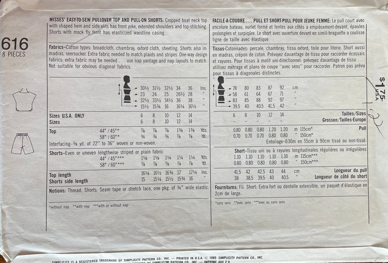 Simplicity Super Saver 616 Misses' Easy to Sew Pullovertop and Pull-on ...