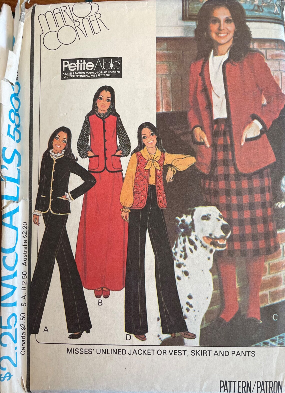 Mccall's 5800 Misses' Unlined Jacket or Vest, Skirt and Pants Sewing ...