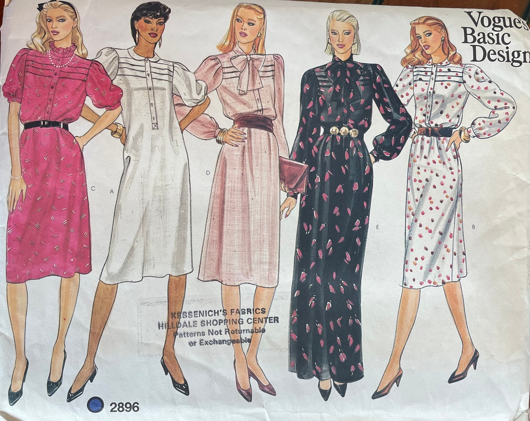 Vogue 2896 Misses' Dress Sewing Pattern, UNCUT, Size 10, Loose-fitting ...