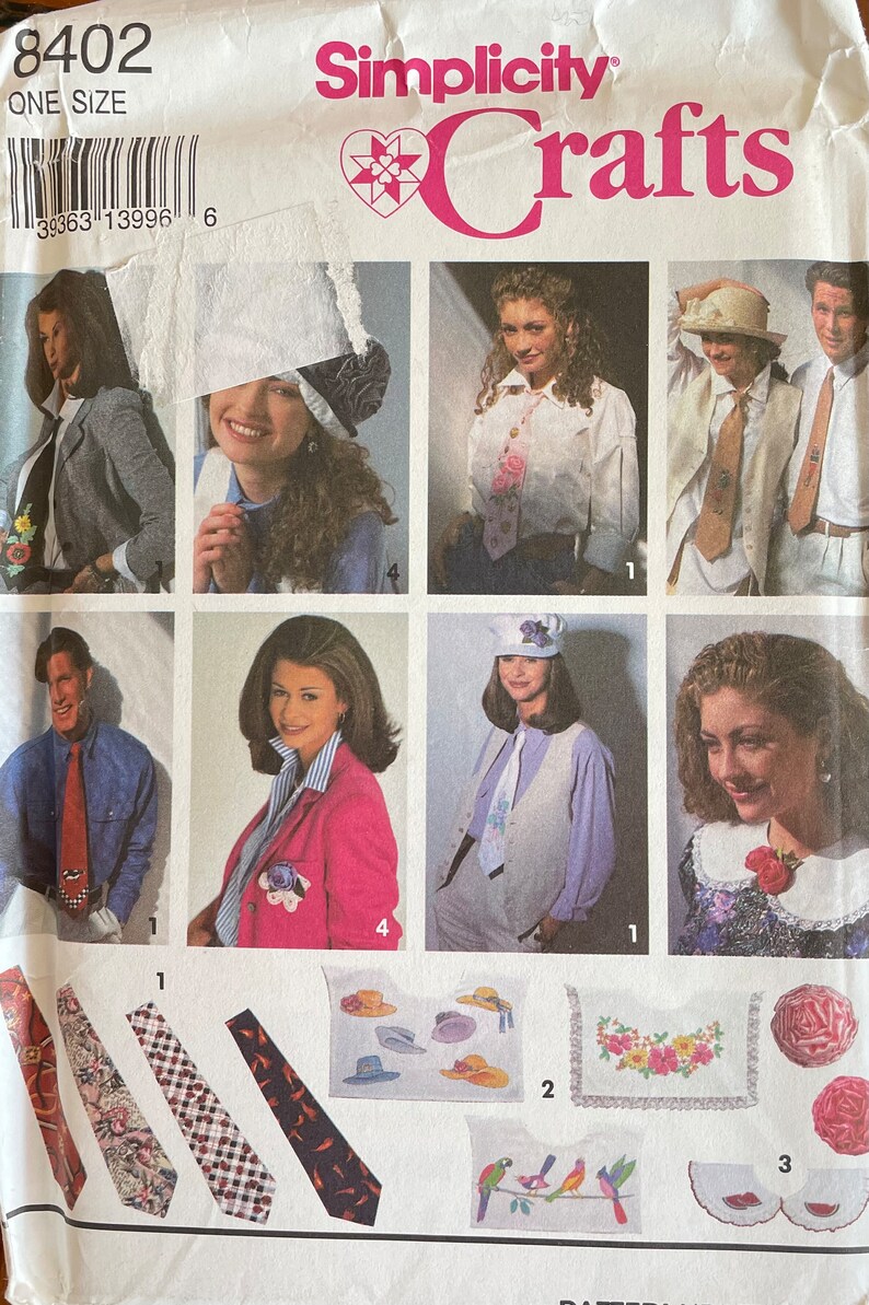 Simplicity Crafts 8402 Ties, Collars and Flowers Sewing Pattern, UNCUT ...