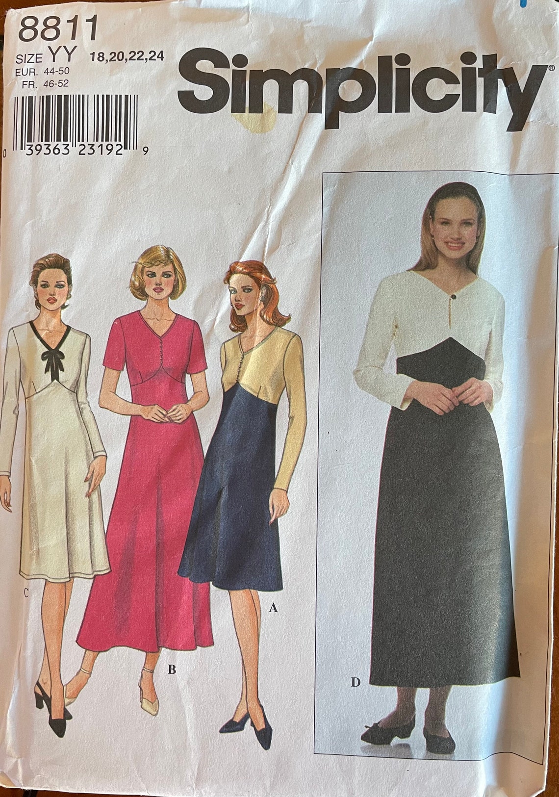 Simplicity 8811 Misses' Dress Sewing Pattern, UNCUT, Size 18-20-22-24 ...