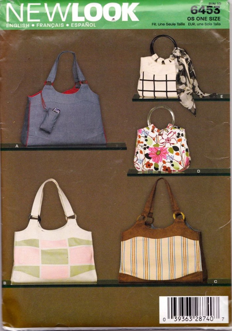 New Look 6453 Bags Pattern, UNCUT, Two Styles, Hand Bags, Purse, DIY ...