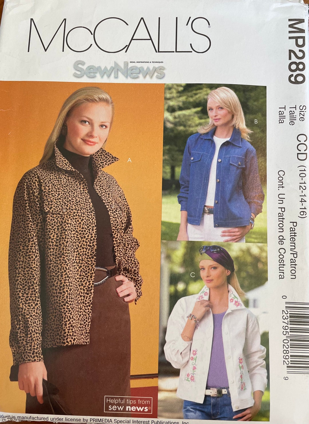 Mccall's MP289/M4385 Misses'/miss Petite Jean Jackets Sewing Pattern ...