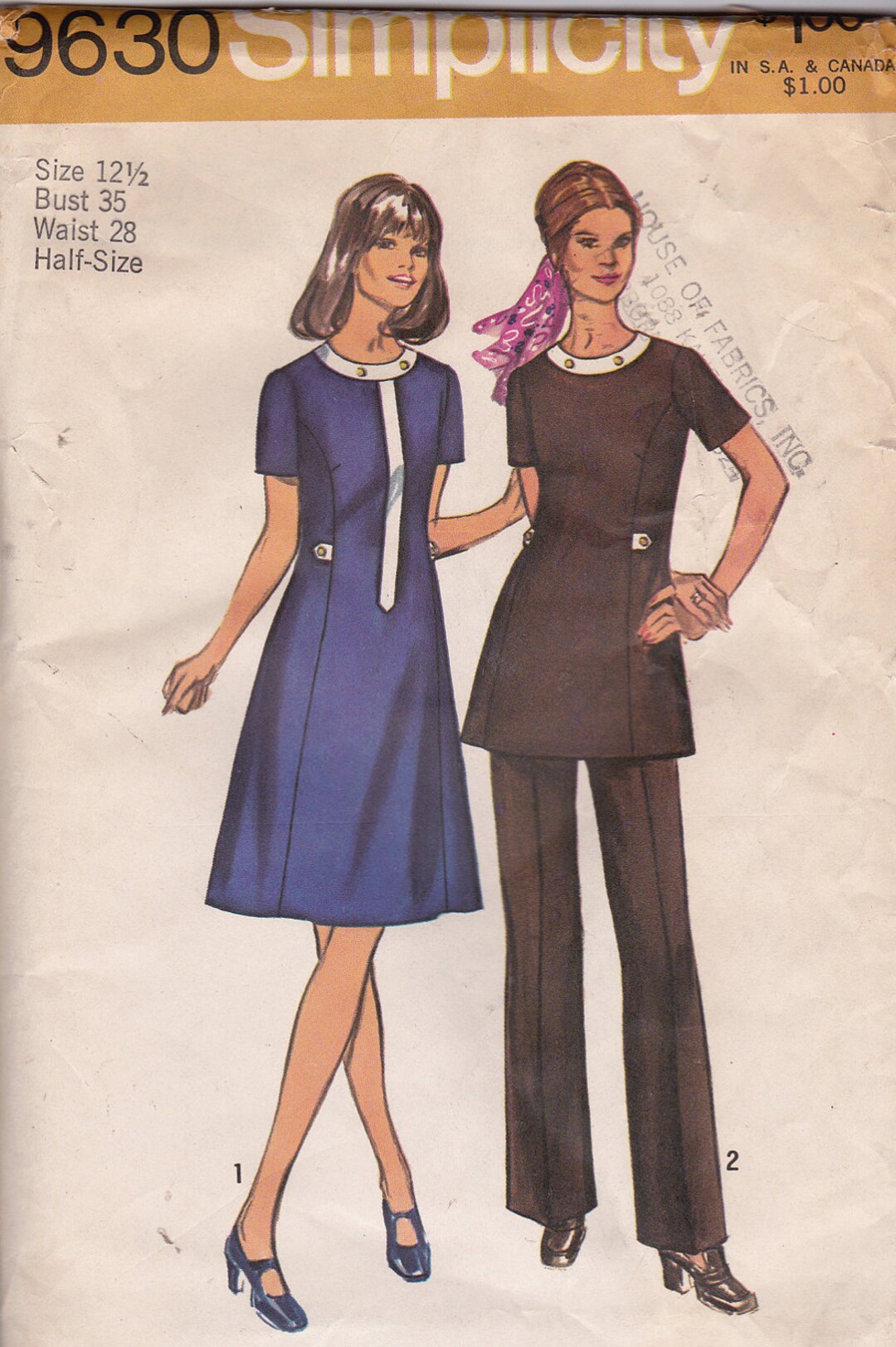 Simplicity 9630, Size 12 1/2, Dress or Tunic and Pants in Half-sizes ...