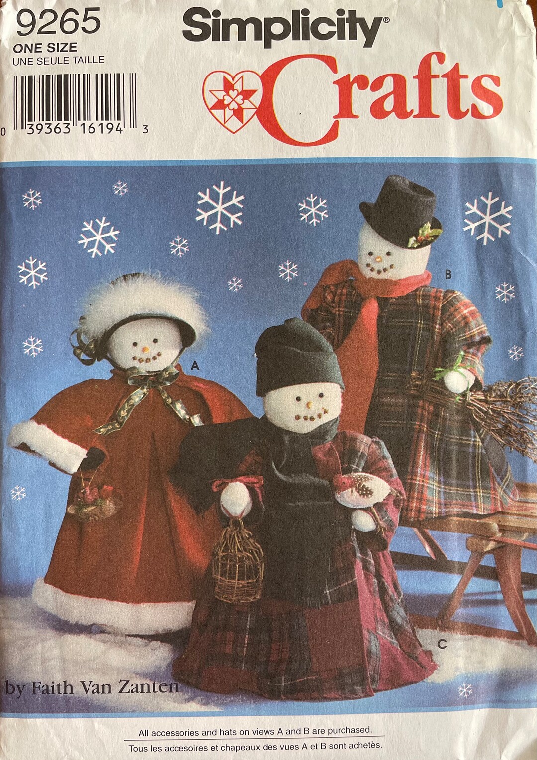 Simplicity Crafts 9265 Snowmen and Clothing Sewing Pattern, UNCUT ...
