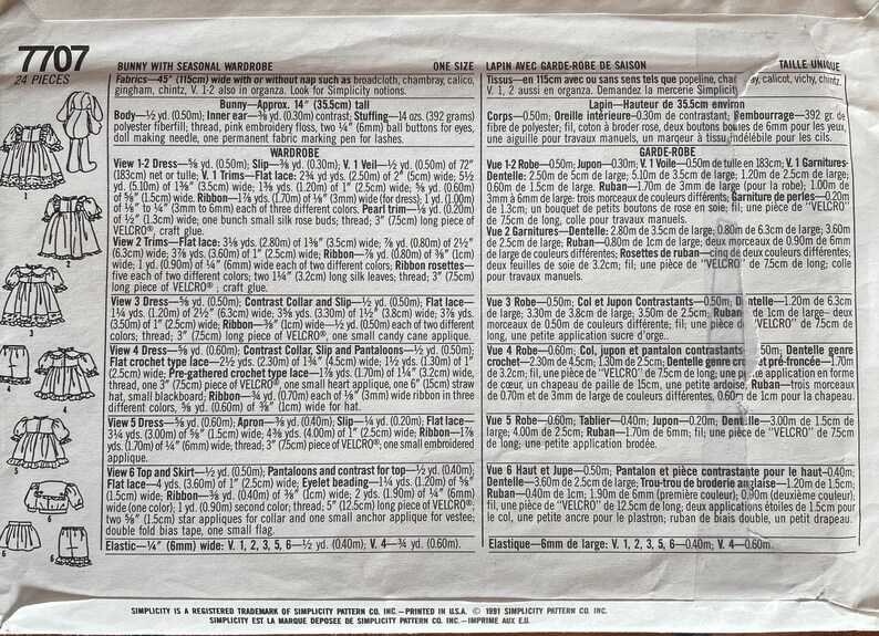 Simplicity Crafts 7707 Bunny With Seasonal Wardrobe Sewing Pattern ...