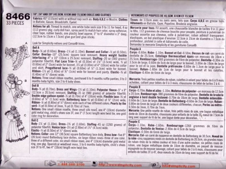 Simplicity 9466 Dolls and Clothes Pattern, UNCUT, Size 18", 24", and 29 ...