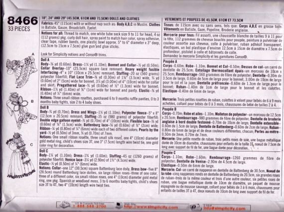 Simplicity 9466 Dolls and Clothes Pattern, UNCUT, Size 18", 24", and 29 ...