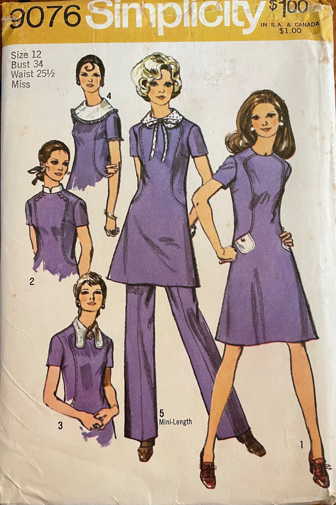 Simplicity 9076 Misses' Dress in Two Lengths With Detachable Collars ...