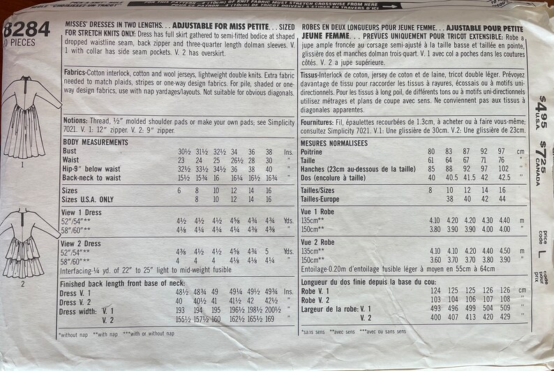 Simplicity 8284 Misses' Dress in Two Lengths Sewing Pattern, Sized for Stretch Knits Only, Size ...