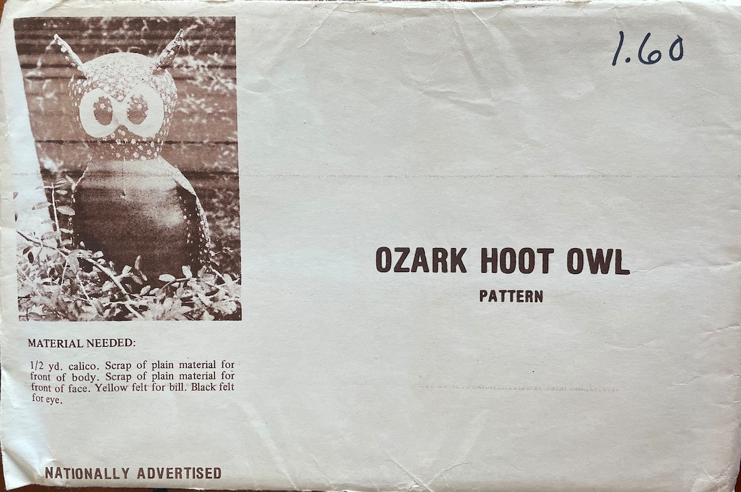 Ozark Hoot Owl Sewing Pattern, UNCUT, Vintage Pattern, Stuffed Owl ...