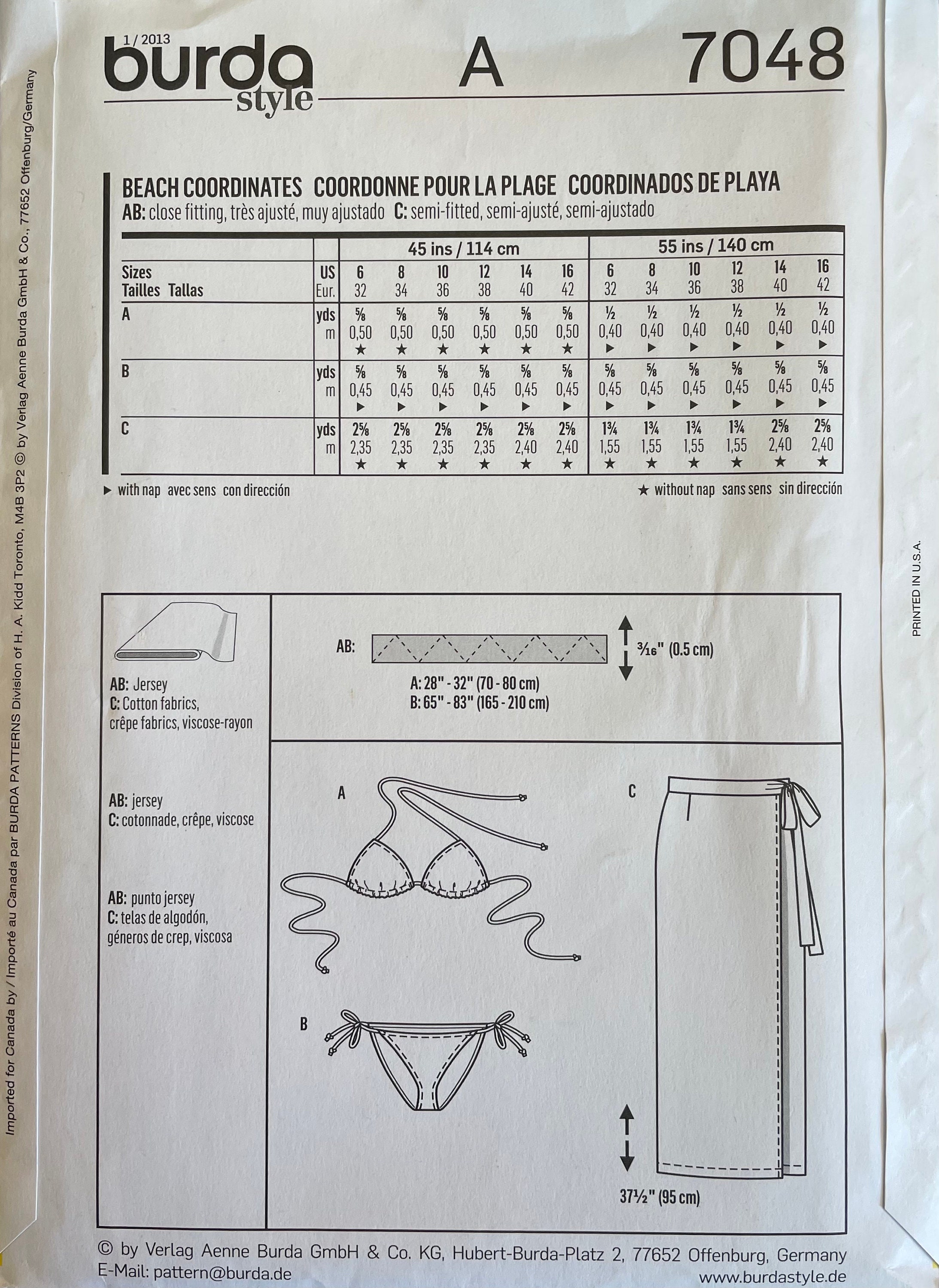 Burda Young 7048 Beach Coordinates Sewing Pattern, UNCUT, Size 6-8-10 ...