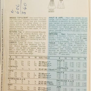 Butterick 6290, Size 12, Misses' Top and Skirt Pattern, UNCUT, Very ...