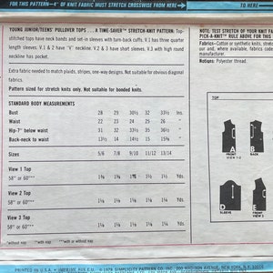 Simplicity 8826 Young Junior/teens' Pullover Tops Sewing Pattern, UNCUT ...