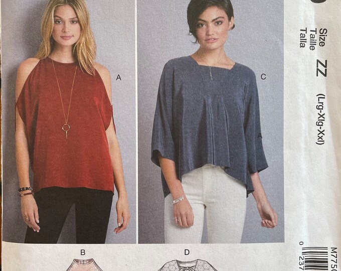 Mccall's M7750 Misses' Tops Sewing Pattern, UNCUT, Size Large, X Large ...