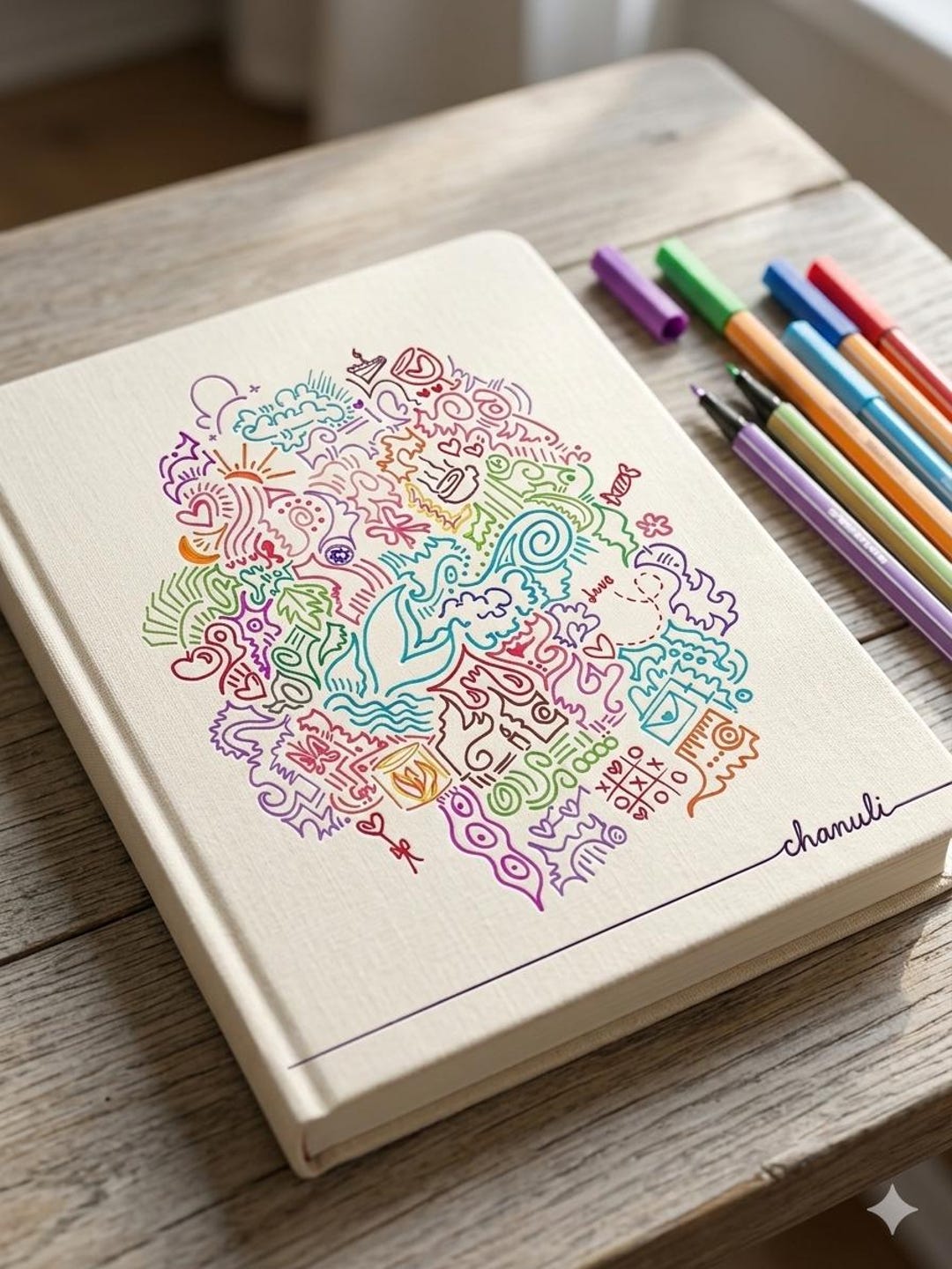 Hand-drawn Doodle Art Pillow | Whimsical Boho Wall Hanging (digital ...