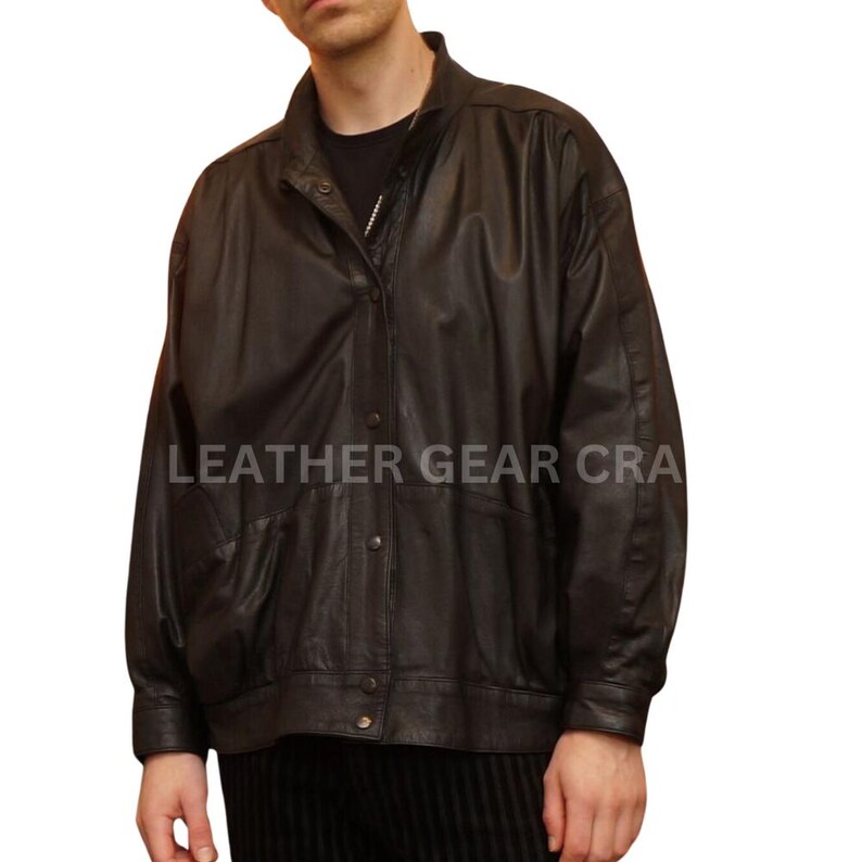 Handmade Oversized Lambskin Leather Jacket | 90s Retro Biker Coat - Etsy