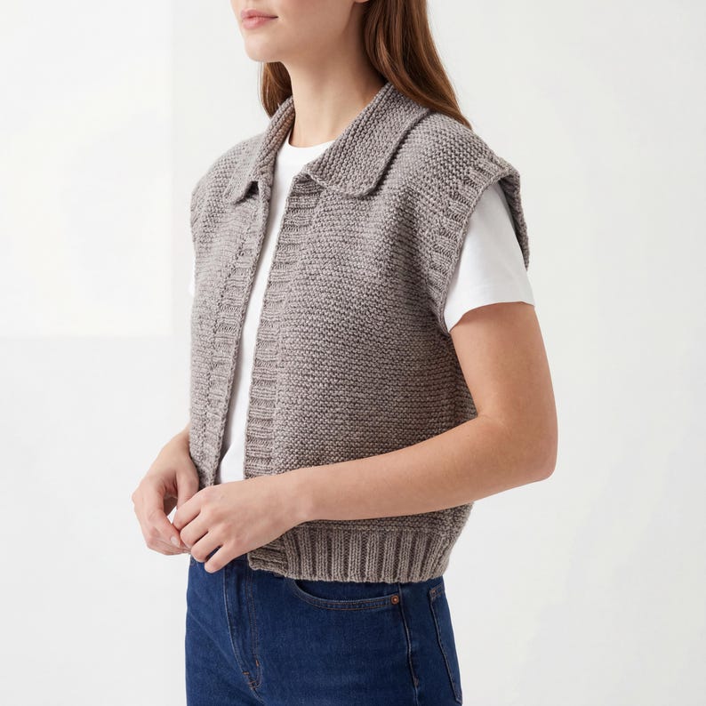 Chunky Vest Knitting Pattern, Easy Garter Stitch Waistcoat PDF ...