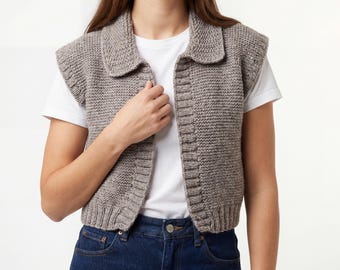 Chunky Vest Knitting Pattern, Easy Garter Stitch Waistcoat PDF ...