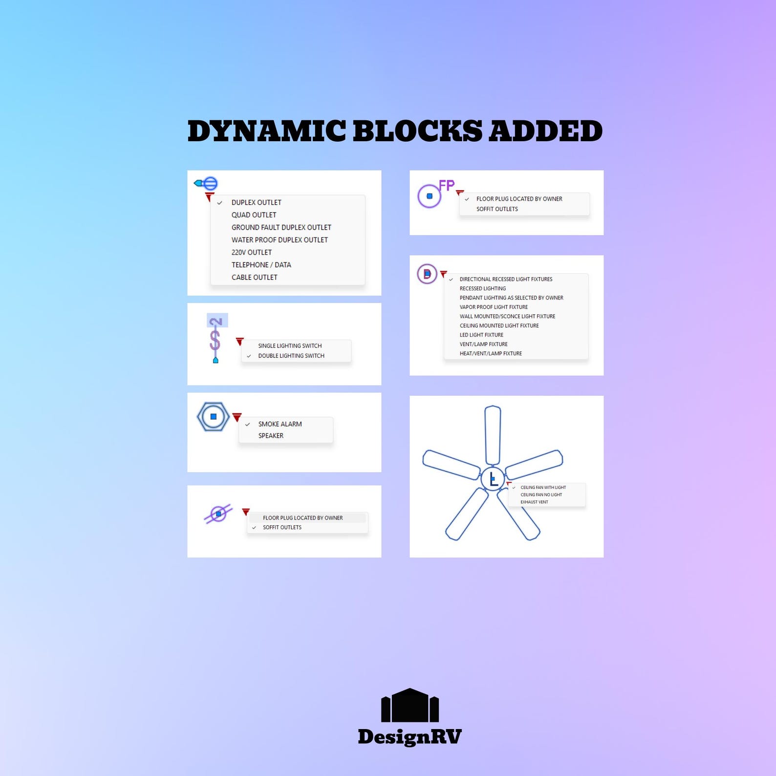 Dynamic Electrical Legend| Autocad Blocks Pack Template for Floor Plans ...
