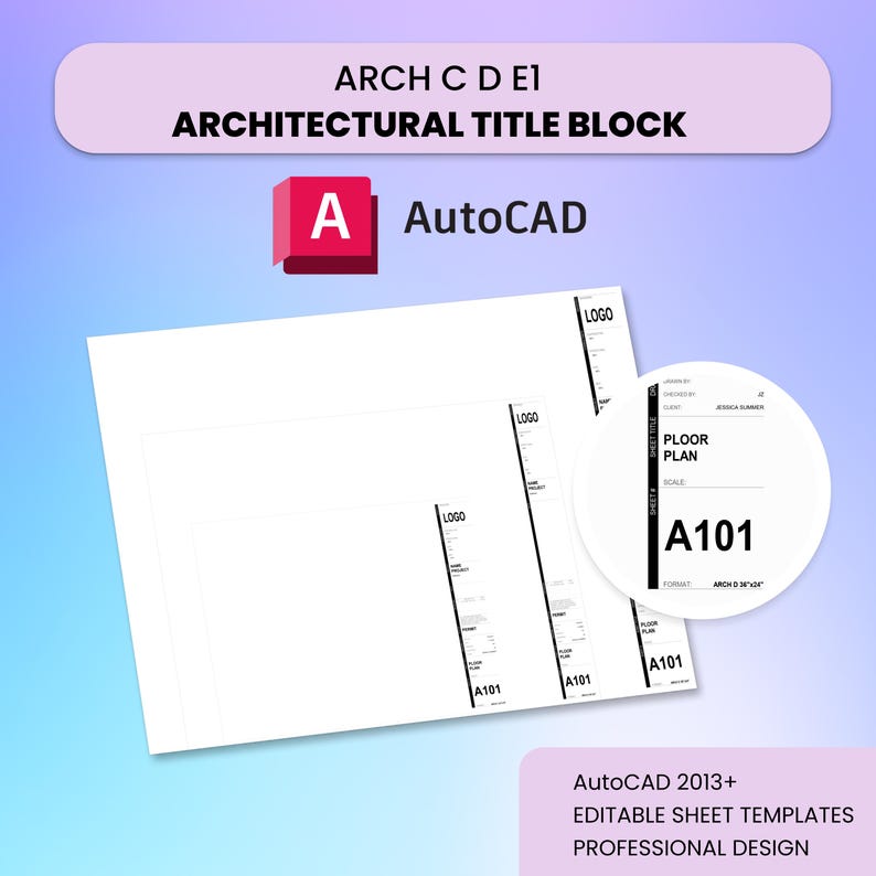 Autocad Title Block Template - Editable DWG, ARCH C D E1 - Digital ...