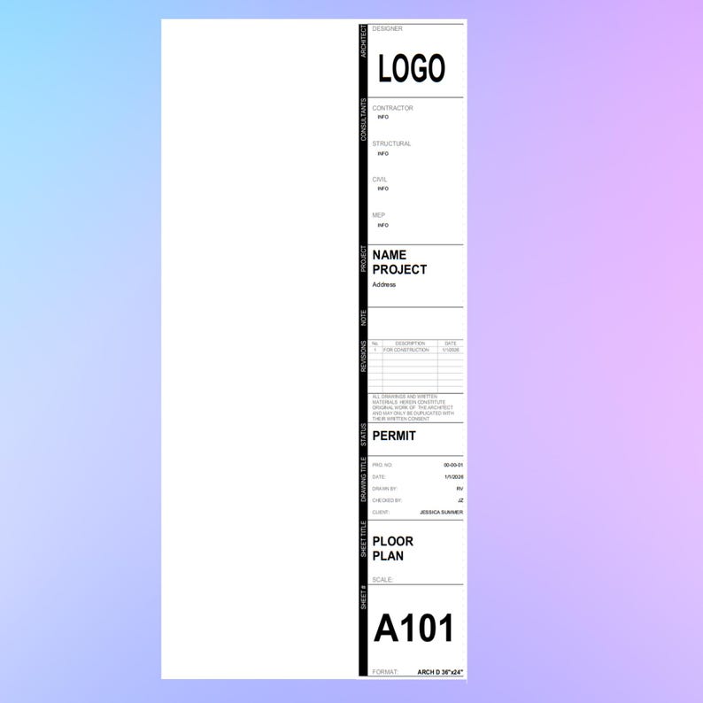 Autocad Title Block Template - Editable DWG, ARCH C D E1 - Digital ...