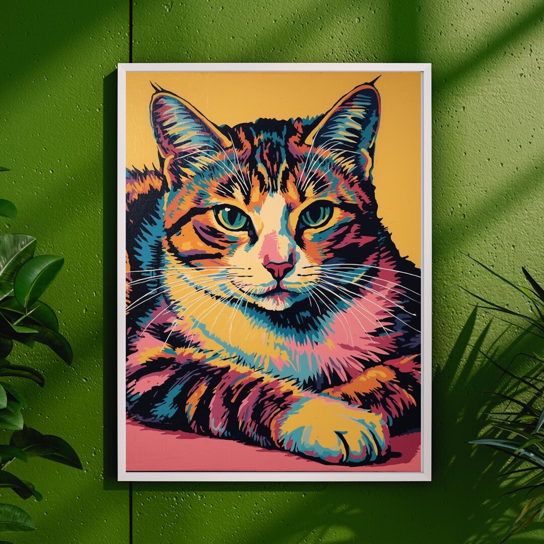 Colorful Cat Pop Art Print, Modern Animal Illustration, Vibrant ...